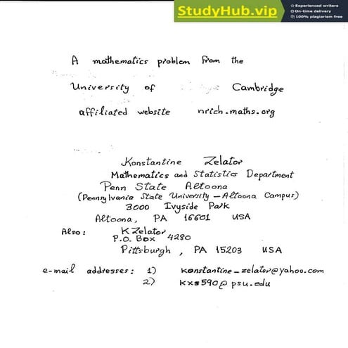 A Mathematics Problem From The University Of Cambridge Affiliated ...