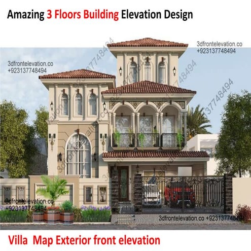 Amazing 3 Floors Building Elevation Design with modern 3 story house ...