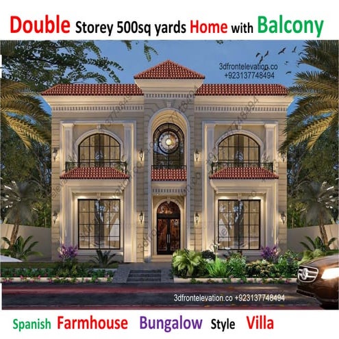 Amazing Double Storey 500sq yards Home with Balcony Villa Style | PDF