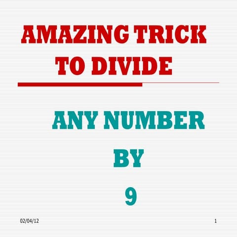 Amazing trick to divide any number by 9 | PPT
