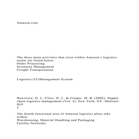 Amazon.comThe three main activities that e.docx | Logistics and ...