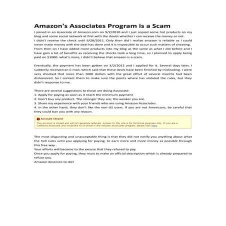 Amazon's Associates Scam Exposure