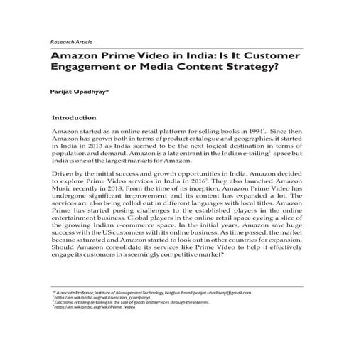 Amazon Prime in India: Is It Customer Engagement or Media Content ...