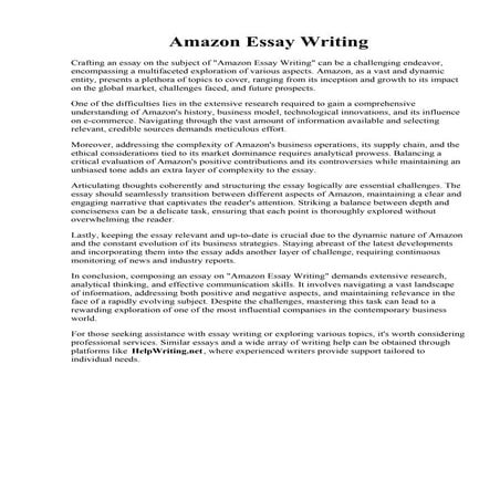 Amazon Essay Writing. Amazon Interview 12 of 10: The Writing Assignment ...