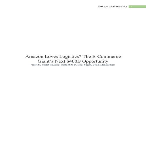 Amazon inc. logistics expansion | PDF