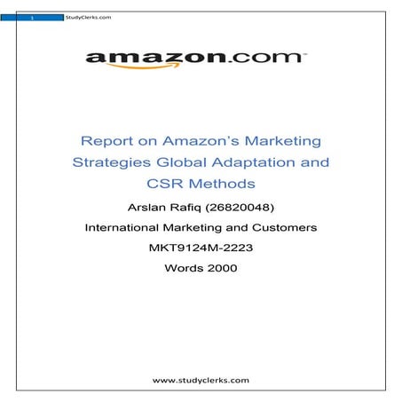 Amazon International assignment on Marketing Method global Adaptation ...