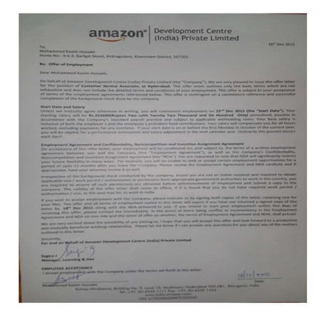 Amazon relieving letter | PDF