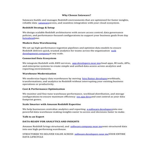 AMAZON REDSHIFT CONSULTANCY SERVICES USA | PDF