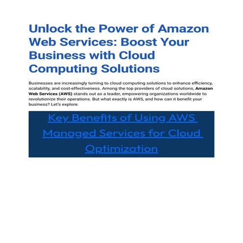 Unlock the power of of Amazon Web Services | PDF