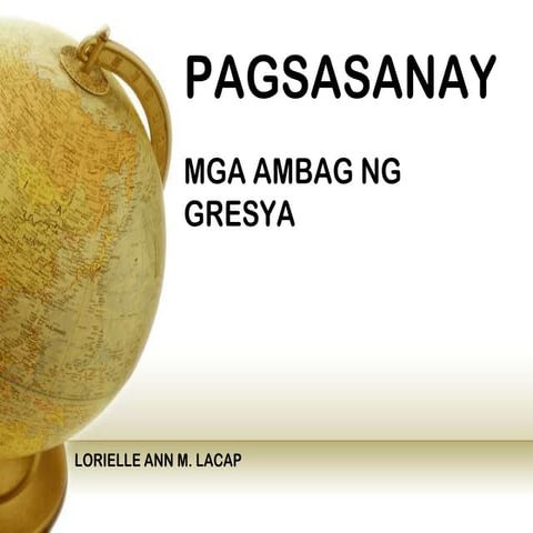 Ambag ng gresya - pagsasanay - quarter 1 - 3rd year | PPTX