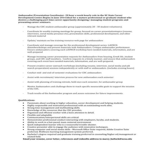 Ambassador coordinator job description | DOCX