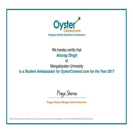 Student Ambassador certificate | PDF