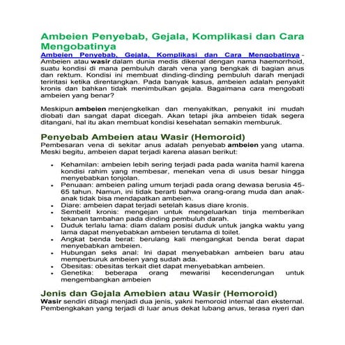 Fase stadium penyakit wasir (hemoroid) | PDF
