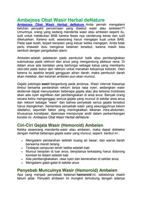 Wasir masih kecil apa perlu di operasi | PDF