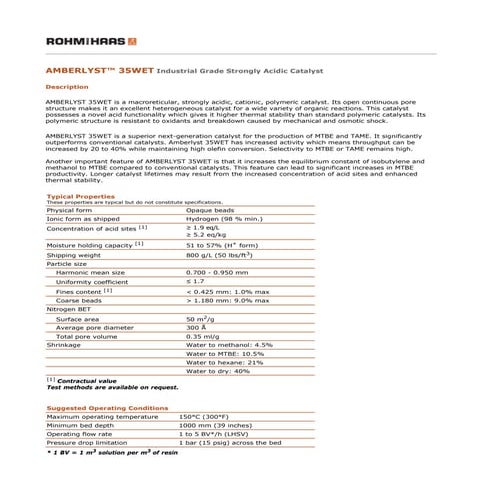 Amberlyst 35wet | PDF