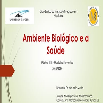 Ambiente biológico e a saúde | PPTX