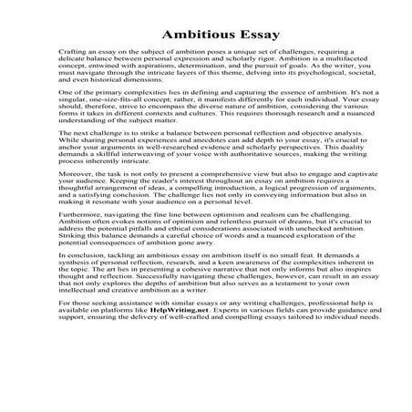 Ambitious Essay. Ambition Essay Example Topics and Well Written Essays ...