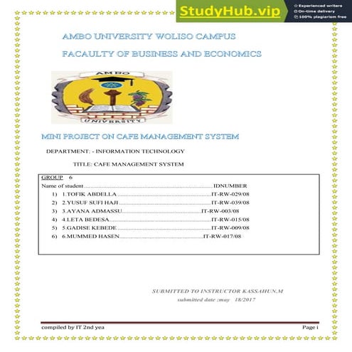 AMBO UNIVERSITY WOLISO CAMPUS FACAULTY OF BUSINESS AND ECONOMICS MINI ...