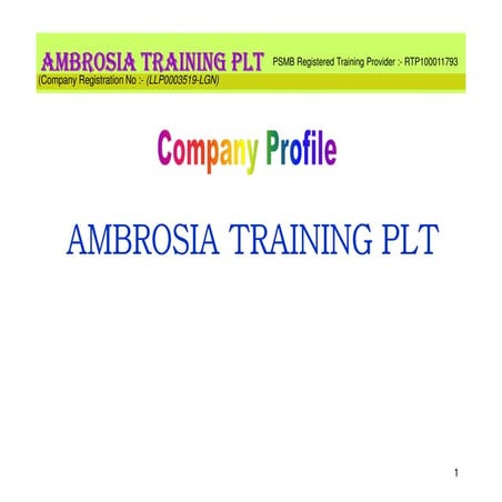 Ambrosia Training PLT Company Profile 2017 (May) | PDF
