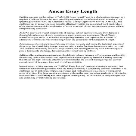 Amcas Essay Length. Persuasive Essay: Amcas personal statement examples ...
