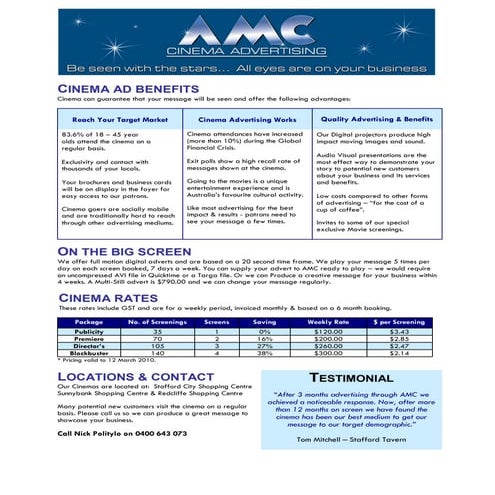 AMC Cinema Advertising 2010 | PDF | Business | Business and Finance
