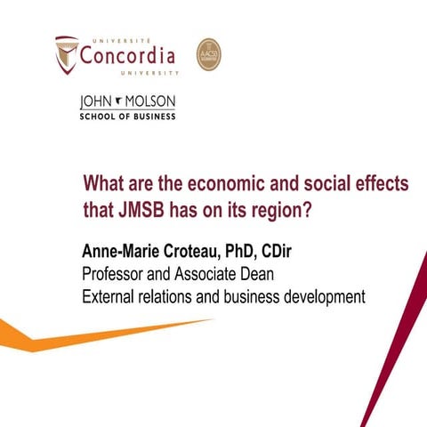 What are the Economic and Social Effects that JMSB has on its Region? | PPT