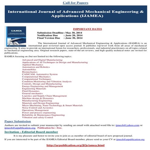 International Journal of Advanced Mechanical Engineering & Applications ...