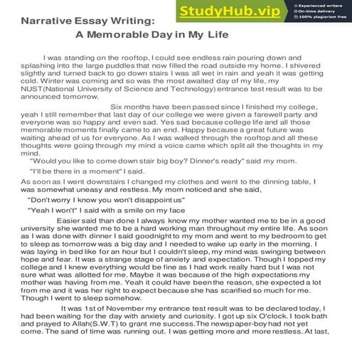 A Memorable Day In My Life | PDF | Sleep Disorders | Diseases and ...