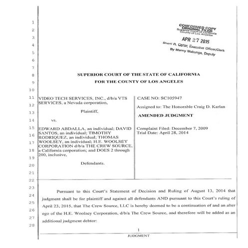 The Crew Source: Amended judgment | PDF