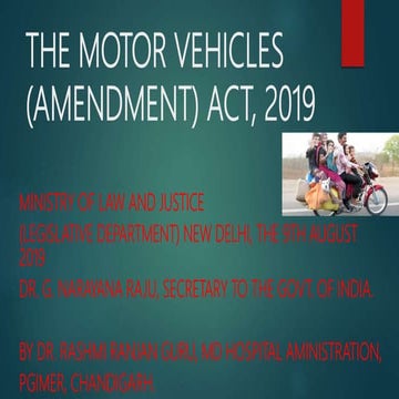 Amendments(2019) in Moter Vehicle Act | PPTX