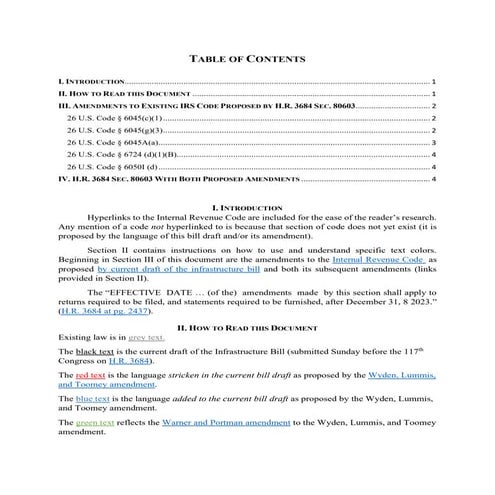 Amendments to existing irs code proposed by h.r. 3684 sec. 80603 and ...