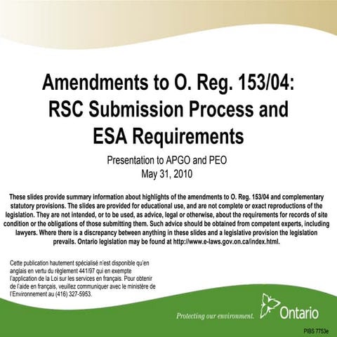 Amendments To O Reg 153 04 | PDF