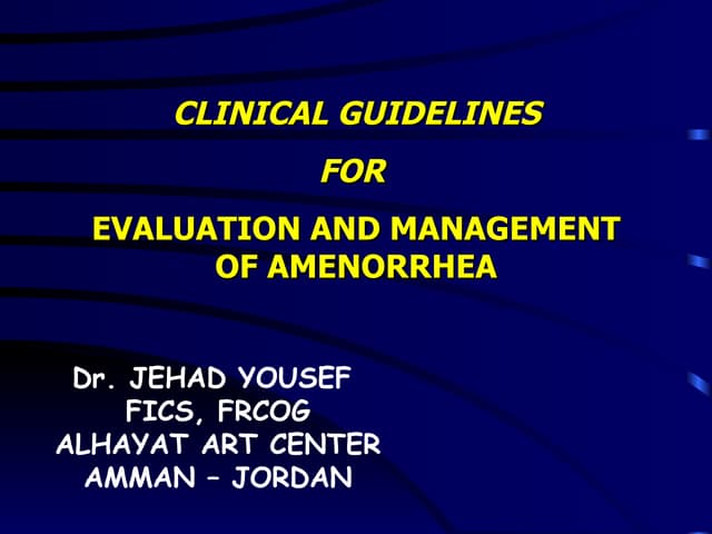 Amenorrhea | PPT