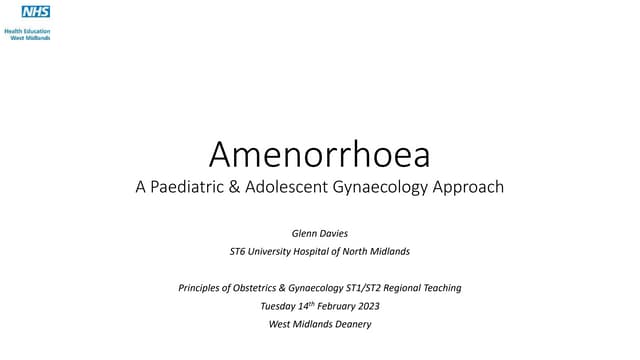 Amenorrhoea Management - Adolescent Gynaecology Perspective | PPT Amenorrhoea Management - Adolescent Gynaecology Perspective | PPT