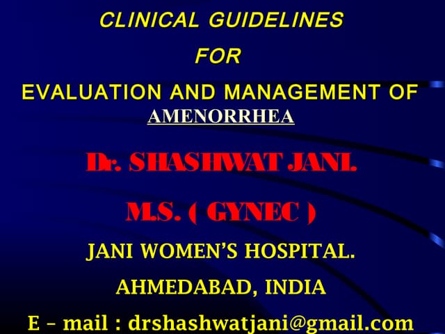 Amenorrhea | PPT