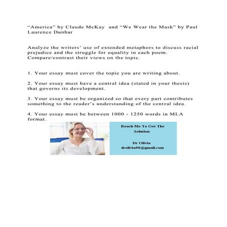 America” by Claude McKay and We Wear the Mask” by Paul Laurence D.docx