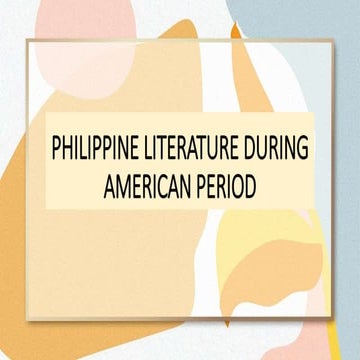 Literature during the american period | PPT