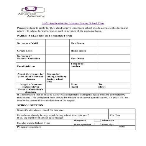 10+ Samples For Leave Application for School.docx