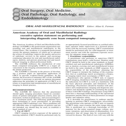 American Academy of Oral and Maxillofacial Radiology executive opinion ...
