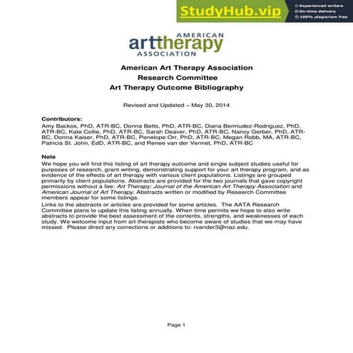 American Art Therapy Association Research Committee Art Therapy Outcome ...