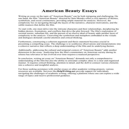 American Beauty Essays | PDF