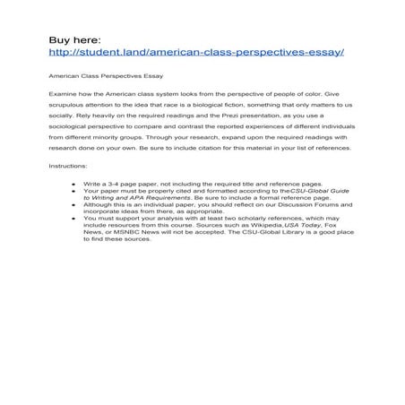 American Class Perspectives Essay | PDF