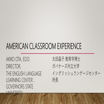 American Classroom Experience | PPT