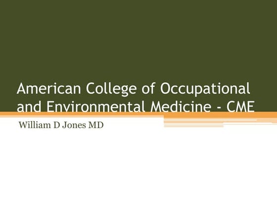 American College of Occupational Environmental Medicine Fellowship ...