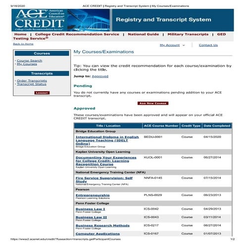 American Council on Education Credits of Deepak (Danny) Singh | PDF