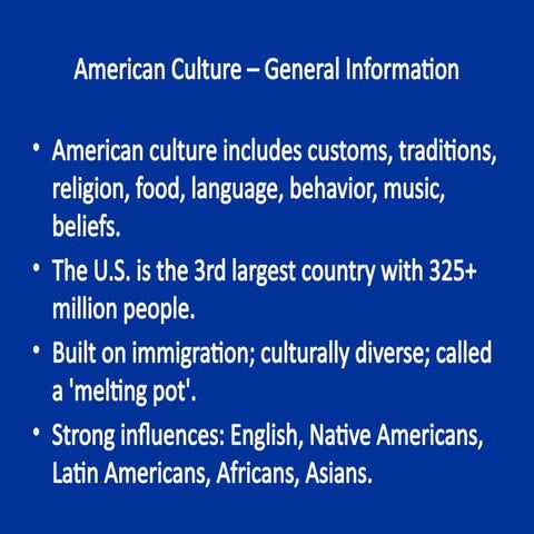 Usa culture presentation | PPTX
