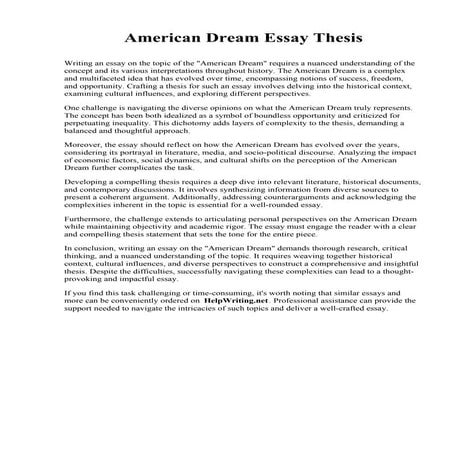 American Dream Essay Thesis.pdf | Books and Literature
