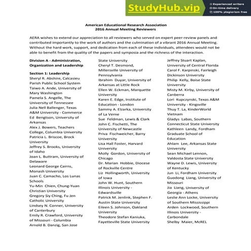 American Educational Research Association (AERA) Annual Meeting 2016 ...