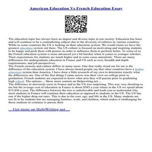 American Education Vs French Education Essay | PDF | Postgraduate ...