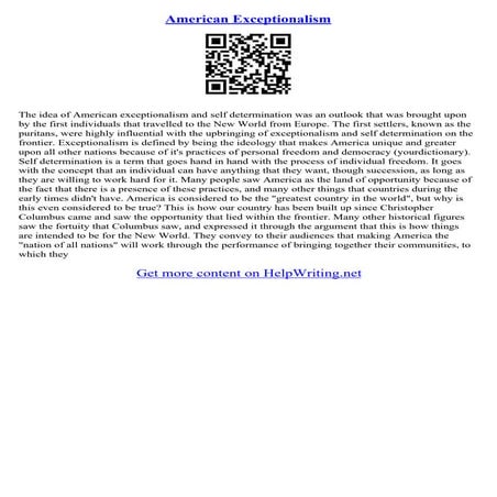 American Exceptionalism Essay | PDF